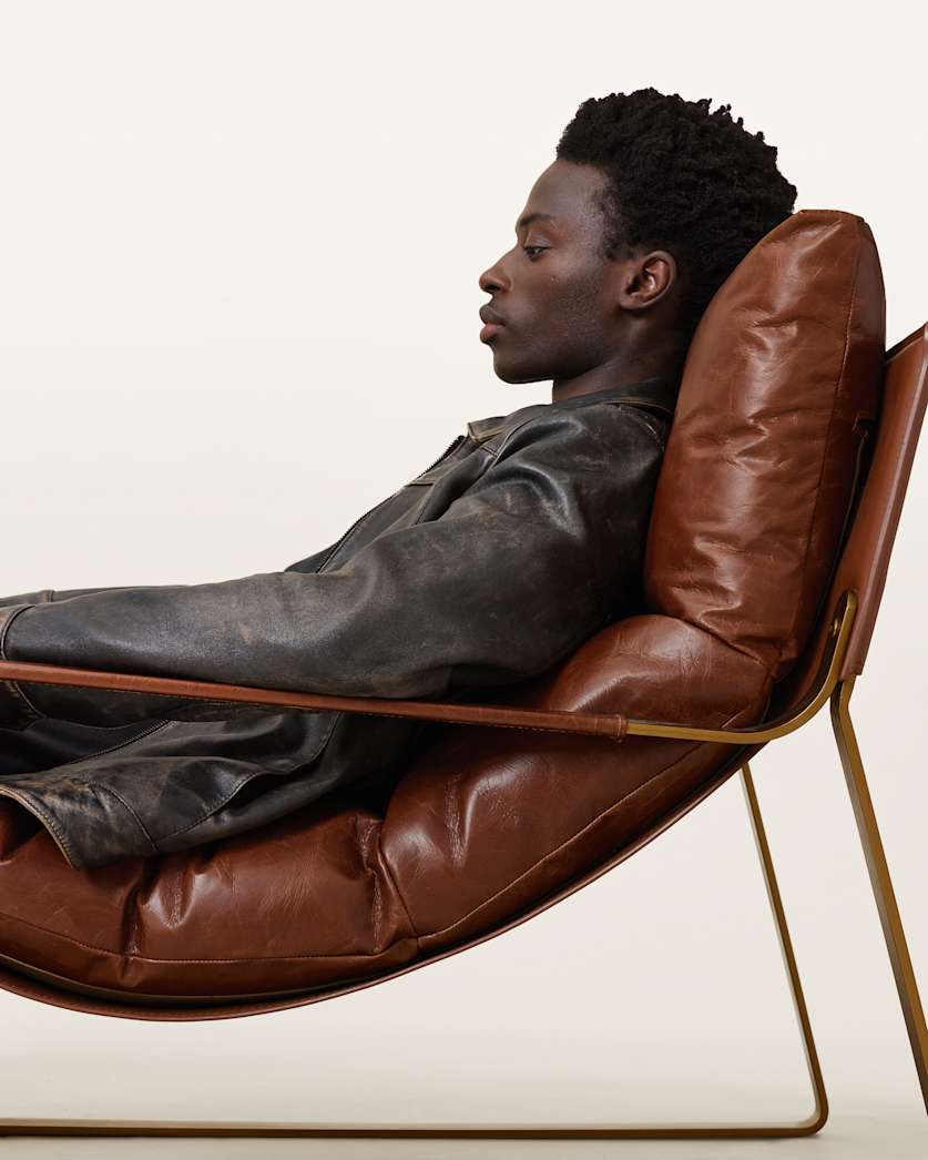 Alkan Zip Up Two Tone Leather Jacket Vintage Black | ALLSAINTS